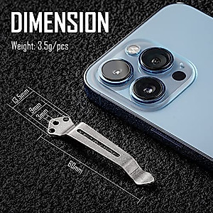 KeyUnity KA23 Deep Carry Pocket Clip, 3 Hole Pocket Clip Replacement for Knife & Multitool, Stainless Steel, Pack of 3