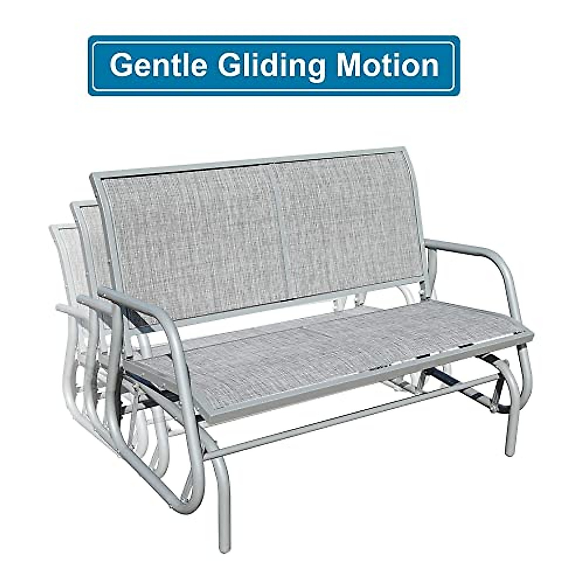 GOLDSUN 2 Person Deck Swing Glider Chair Patio Swing Bench Garden Rocking Seat for Outdoor Patio,Backyard,Deck Swimming Pool(Gray)