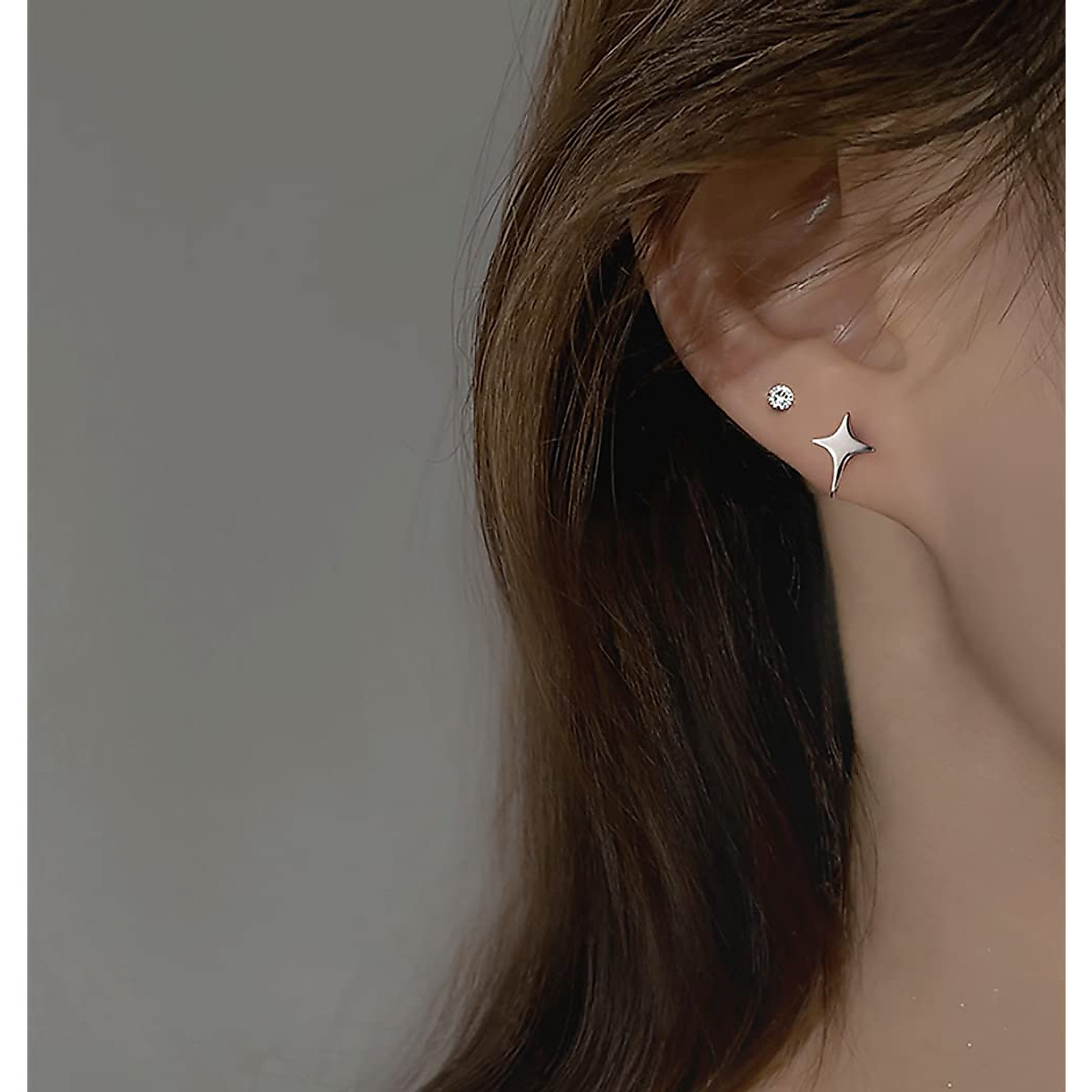 Reffeer Solid 925 Sterling Silver Star Cuff Earrings Cartilage Wraps for Women Helix Earrings Star Clip On Earrings No Piercing (A-Silver)