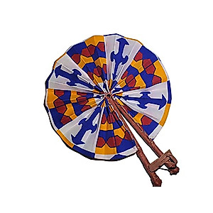 African Fabric Folding Fan/Church fan/Ankara fan/Leather folding fan/Wedding fan/Sport fan/Multicolor African fan/Pouch Included!
