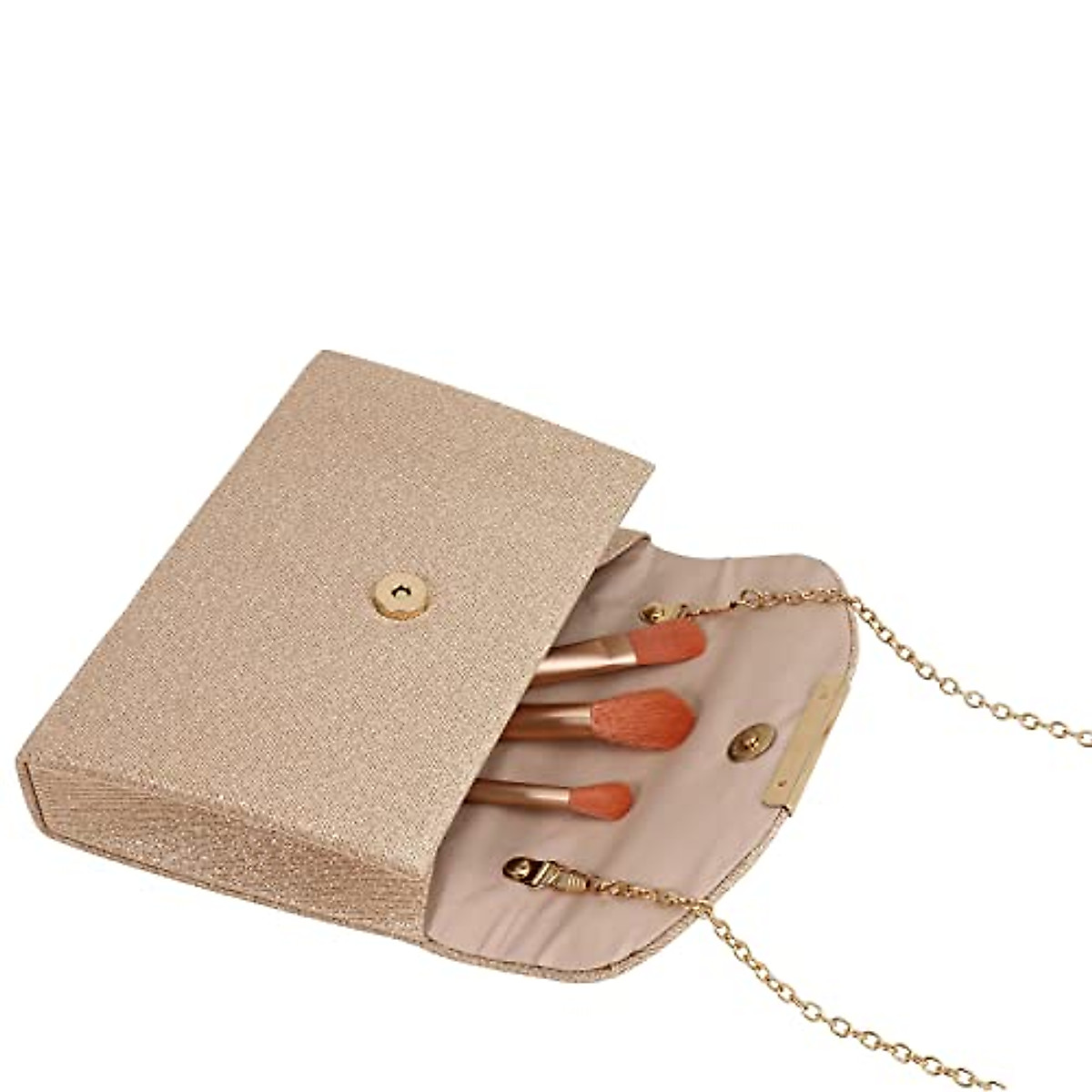 ZHANNI Women's Evening Bag Party Clutches Wedding Purses Cocktail Prom Handbags with Frosted Glittering(Rose Gold)