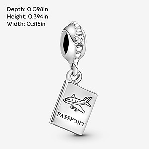 PANDORA Jewelry Passport Travel Dangle Cubic Zirconia Charm in Sterling Silver