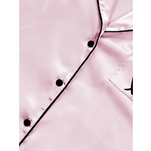 Rooscier Women's Satin Pajamas Set V Neck Short Sleeve Shirt With Shorts Sleepwear Light Pink Small