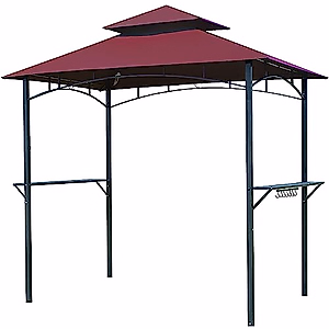Grill Gazebo 5×8 Grill BBQ Canopy Tent Shelter with 2 Tier Hardtop Outdoor Patio Backyard Deck (L96 x W60 x H101, Red)