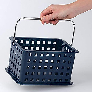 iDesign Spa BPA-Free Plastic Small Stackable Basket with Handle - 5.3" x 8.8" x 6.9", Navy