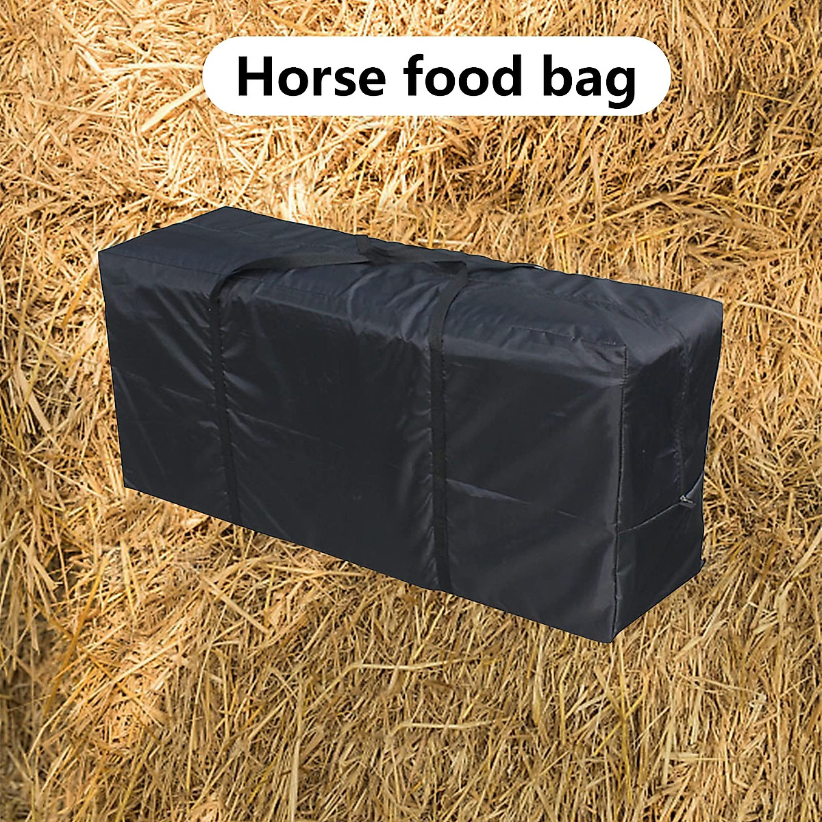 POTRAS Large Hay Bales Storage Bag: 420D Tote Waterproof Collapsible Bag Hay Bale Tote Bag with Zipper, 46Inch Durable Hay Bags for Horses and Livestock