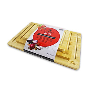 Ginsu Cutting Board Set – 3Pcs Bamboo Cutting Board for Chopping, Slicing, Dicing – Heavy Duty Butcher Block Countertop Household Supplies – Protects Cooking Surface, Knife Blade