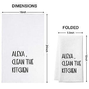 WCGXKO Funny Kitchen Towel Alexa Clean The Kitchen Housewarming Gift Hostess Gift (Clean The Kitchen Towel)