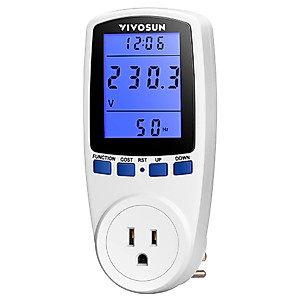 VIVOSUN Upgraded Electricity Usage Monitor, Plug-in Power Meter, Watt Voltage Amps Meter with Backlight LED, Home Energy Monitor, Overload Protection and 7 Display Modes for Energy Saving