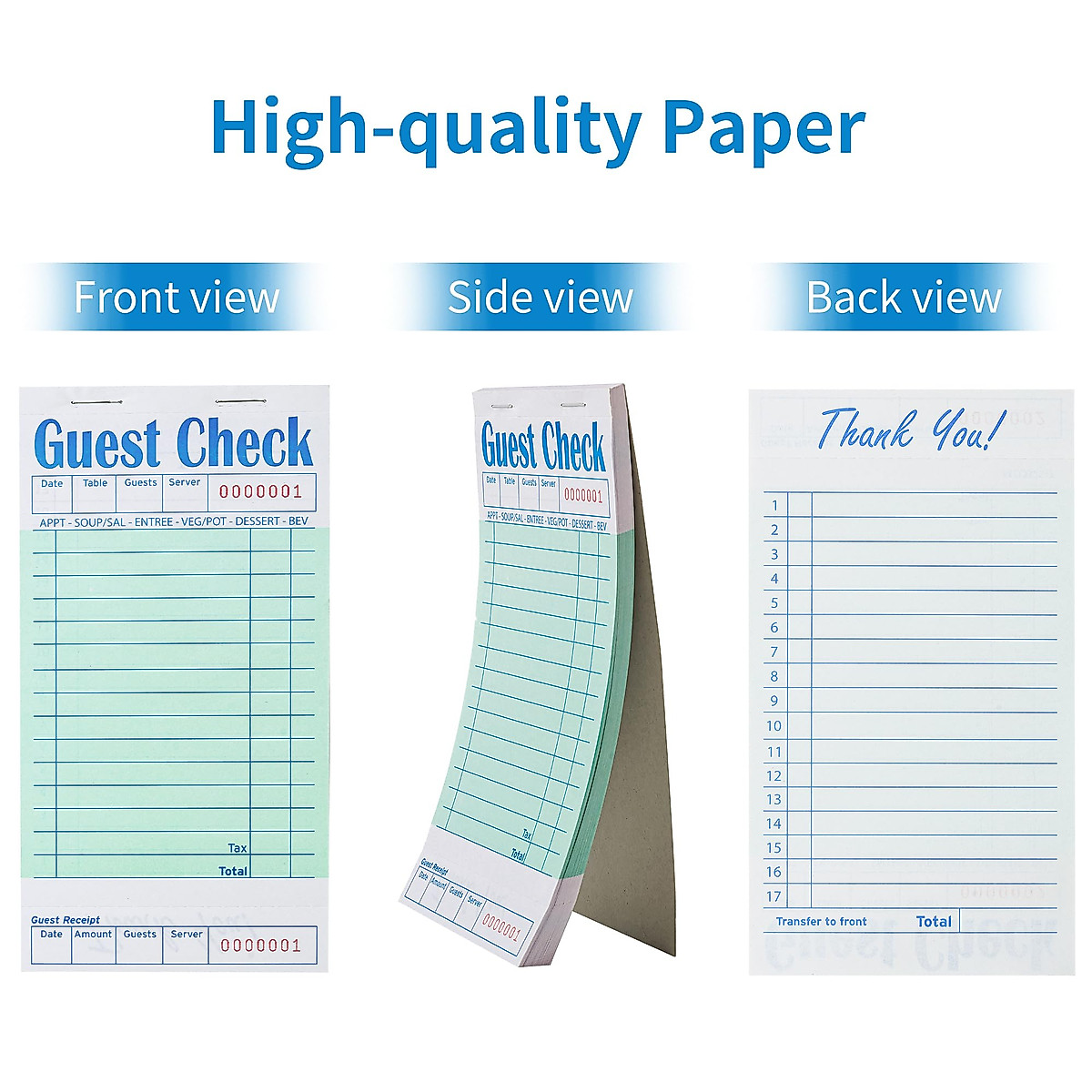 ZPARIK 6 Pack Guest Checks Books for Servers Server Note Pads, Waiter Checkbook, Waitress Notepad for Restaurants, Paper Checks 50 Sheets/Pack, 300 Total Tickets