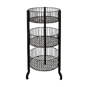 Azar Displays 300703-BLK 3 Tiered Round Wire Dump Bins, Black