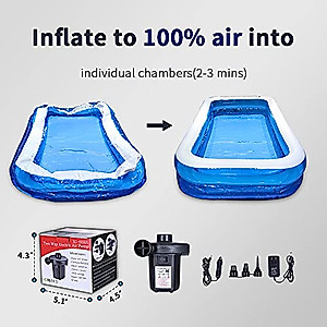 Inflatable Swimming Pool-Electric Pump Include 120" X 72" X 22" Family Full-Sized Inflatable Pool for Kids&Adults for Ages 3+ Blow up Lounge Pool Above Ground, Outdoor, Garden, Backyard
