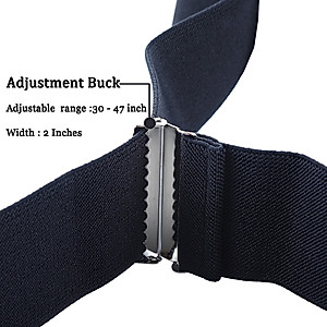 AWAYTR Men Utility Suspenders Adjustable Elastic - Heavy Duty 2 Inch Wide X Shape Strong Clip Suspender (Black)