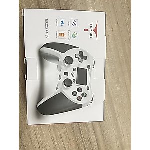 TERIOS Wireless Controllers Compatible with Play-station 4 Game Controllers for PS-4 Pro, PS-4 Slim-Built-in Speaker - Stereo Headset Jack Multitouch Pad - Rechargeable Lithium Battery (White)