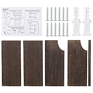 BTY 2-Tier Wood Towel Rack, Bathroom Shelf Wall Mounted, Wood Storage Organizer Holder with Hanging Towel Bar, Farmhouse Torched Towel Rack with Shelf for Home, Bathroom - Rustic Brown