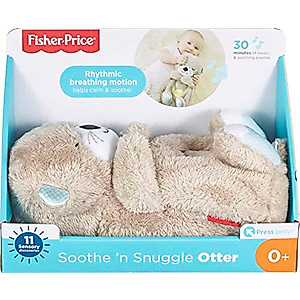Fisher-Price Soothe 'n Snuggle Otter, Portable Plush Soother with Music, Sounds, Lights and Breathing Motion