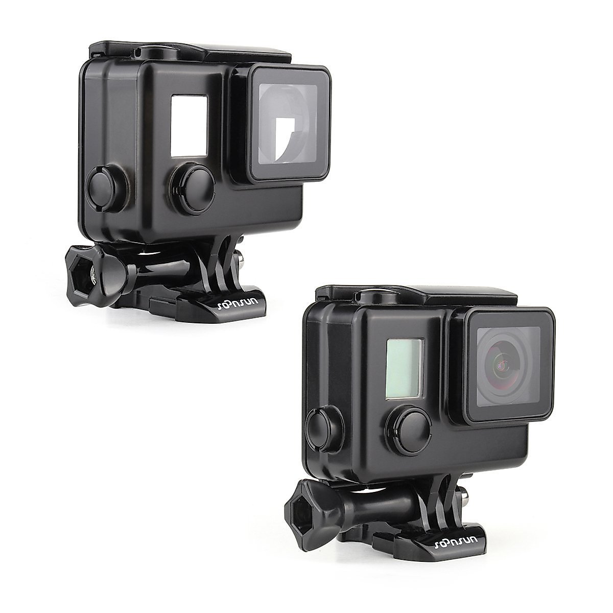 SOONSUN Blackout Side Open Skeleton Housing Case with Skeleton Backdoor for GoPro Hero 4 Black, Hero 4 Silver, Hero 3+, Hero 3 Action Cameras