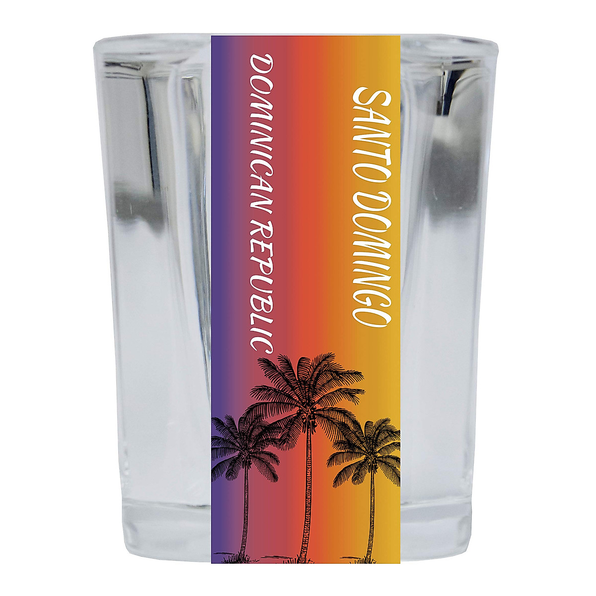 Santo Domingo Dominican Republic 2 Ounce Square Shot Glass Palm Tree Design