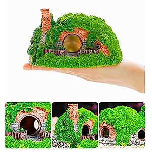 DUGUWEI Aquarium Decoration Small Animal Hideout House Fish Tank Ornament Reptile & Insect Shelter Cage (5.5''x4.7''x3.4'')