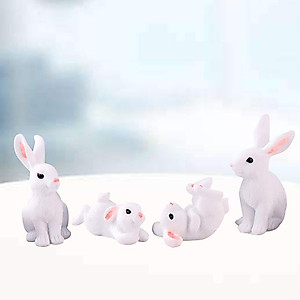 NUOBESTY 8pcs Rabbit Micro Landscape Bunny Decor Easter Bunny Mini Rabbit Figurine Bunny Cake Topper Mini Rabbit Toy Miniature Bunny Figures Fairy Toy Ornaments Rabbit Mini Cupcake White