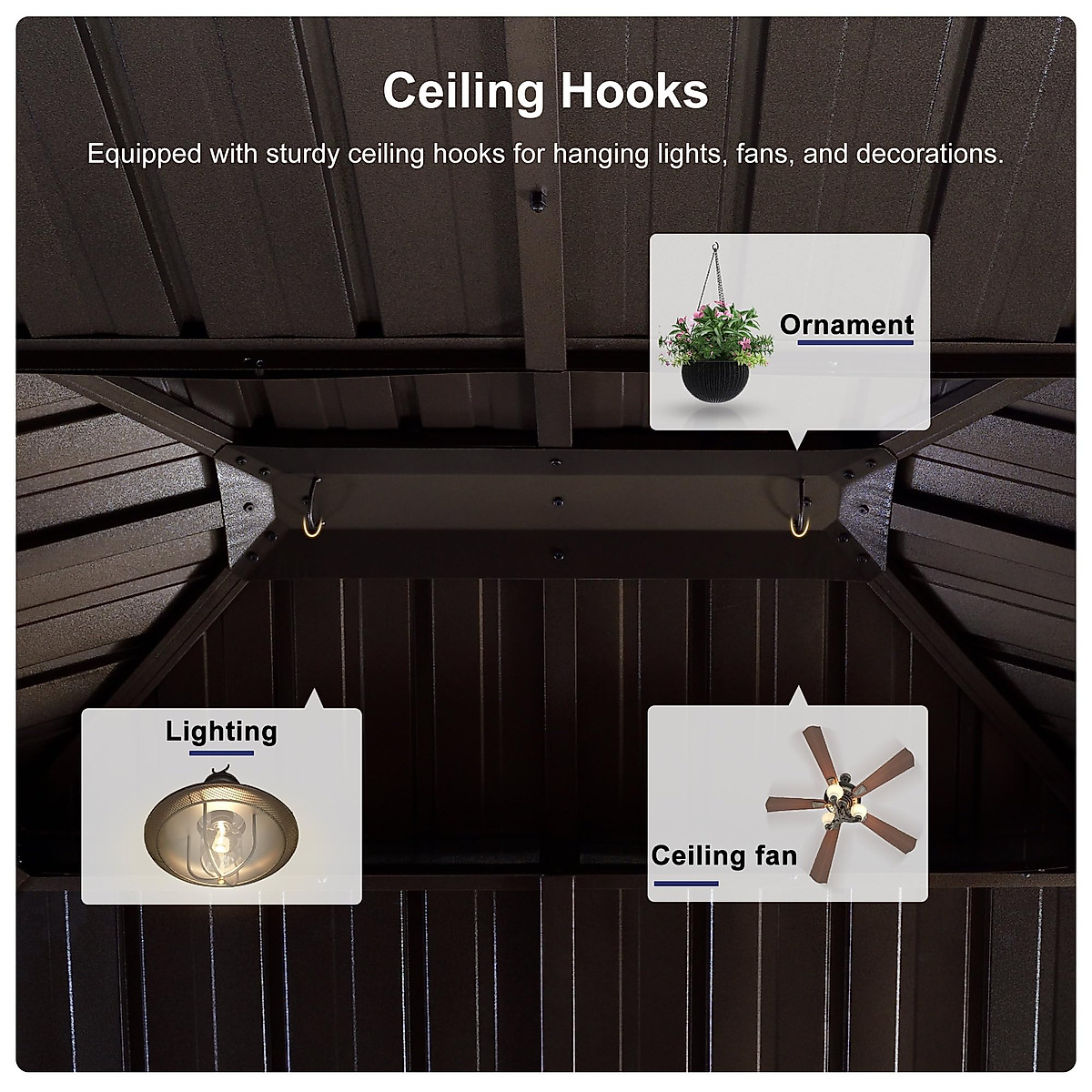 PURPLE LEAF 10' x 13' Outdoor Hardtop Gazebo Canopy Outside Metal Roof Heavy Duty Permanent Pavilion