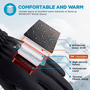 rivmount Winter Gloves Women Men,Touchcreen Insulated Warm Gloves Cold Weather Windproof Thermal Snow Gloves Skiing,Driving,Biking,Running 605