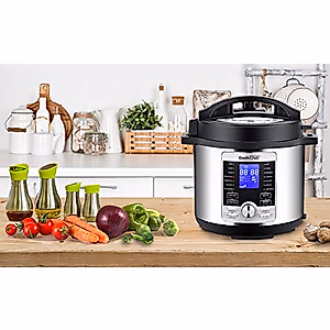 Geek Chef 6 Qt 17-in-1 Multi-Use Electric Pressure Cooker Stainless Steel Inner Pot Programmable LCD Display Digital Slow Cooker, Rice Cooker, Yogurt Maker, Egg Cooker, Sauté, Steamer, Warmer