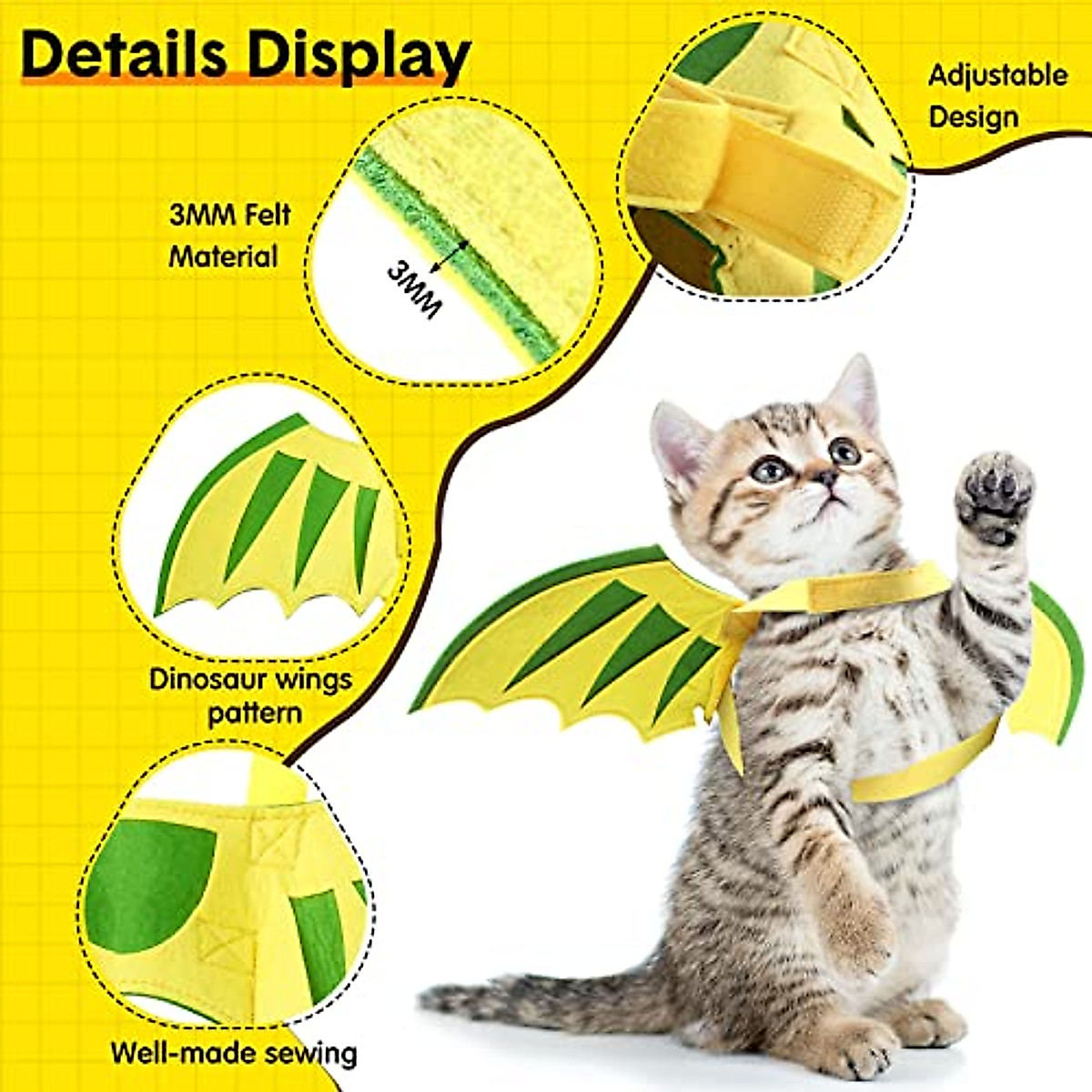 4 Pcs Halloween Pet Costume Spider Dragon Bat Butterfly Dog Costume Adjustable Adhesive Cosplay Bat Wings for Small Dogs and Cats Funny Cat Dog Costume Halloween Party Supply