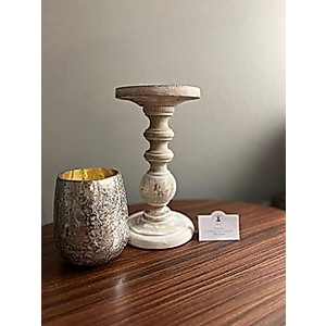 Hosley White Wood Pillar Candle Holder 9 Inch High Ideal Gift for Weddings Special Occasion Spa Aromatherapy Settings Candle Gardens. W1