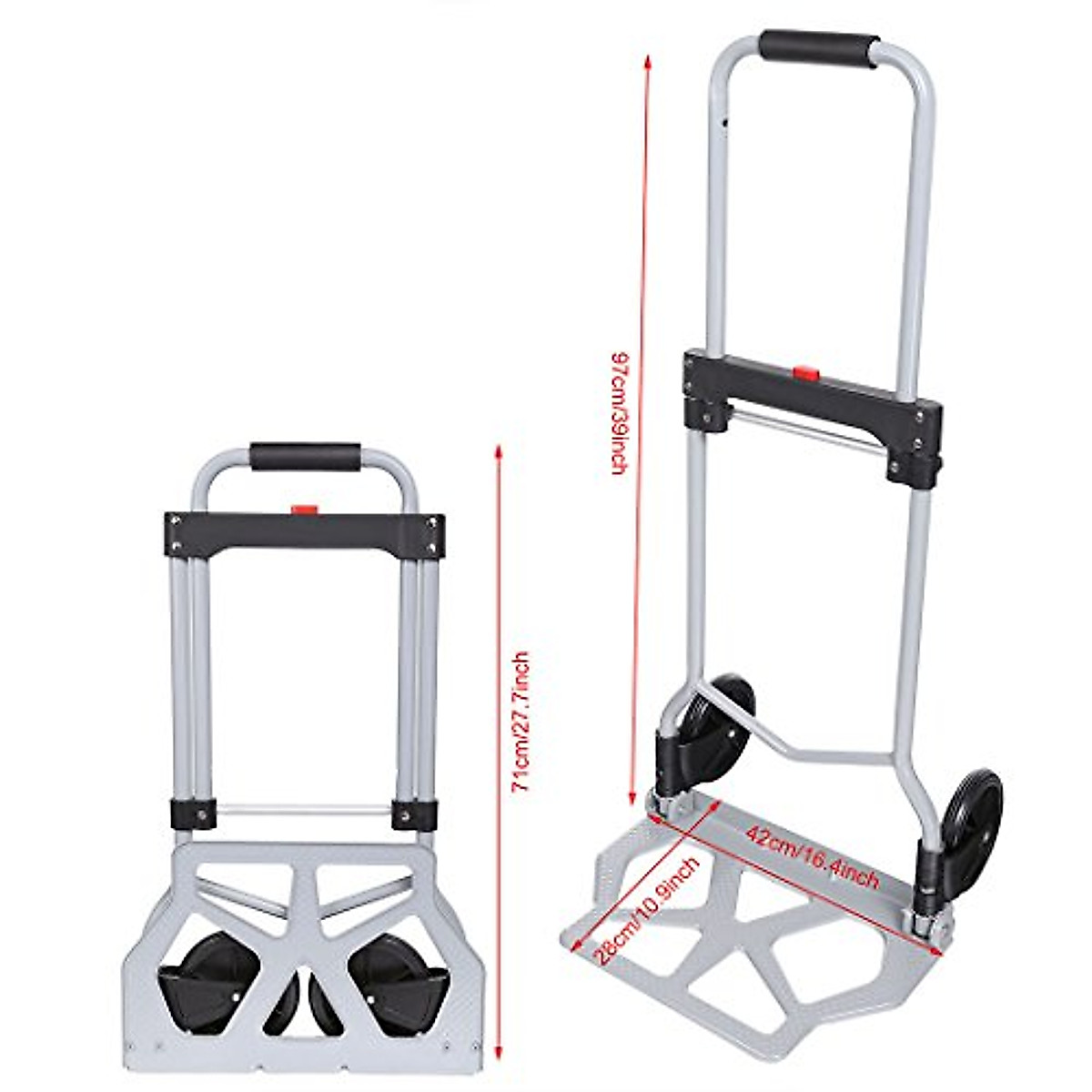 Aluminum Folding Hand Truck and Dolly, 220lbs Capacity, Cart Ideal for Moving Heavy Loads, Portable and Durable.