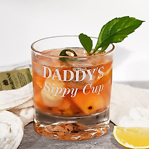 Gifts for Dad Men Valentines Day, Daddy's Sippy Cup Whiskey Glass, Funny Birthday Gag Dad Husband Gifts Ideas from Daughter Son Kids, Stocking Stuffers, Bourbon Scotch Gifts for Expecting Father