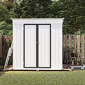 WTRAVEL 6 x 4 FT Outdoor Storage Shed Steel Tool Storage Shed with Lock ...