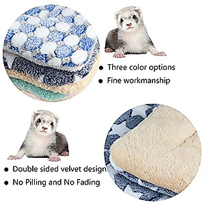 G YITENG 3 Pc Small Animal Plush Bed Mat,Warm Fluffy Kitten Puppy Blanket,Fleece Sleep Pad for Ferrets Hamster, Rabbit Bed Guinea Pig Bed (Large:19 x 12in, Set-G)