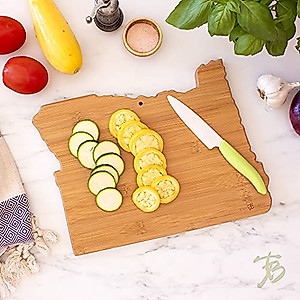 Totally Bamboo Destination Oregon State Shaped Serving and Cutting Board, Includes Hang Tie for Wall Display