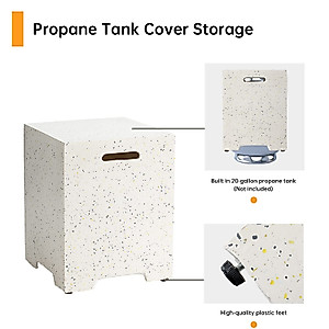 HOMPUS Outdoor Propane Fire Pit 40,000 BTU 28-inch Round Concrete Natural Gas Fire Table Outside Smokeless Firepit Furniture with Tank Cover,Lava Rocks and Rain Cover for Garden,Deck,Backyard