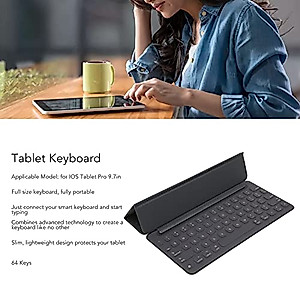 Sanpyl Tablet Keyboard, 64 Keys Ultra Slim Full Size Keyboard Plug and Play Wireless Smart Keyboard for iOS Tablet Pro 9.7in