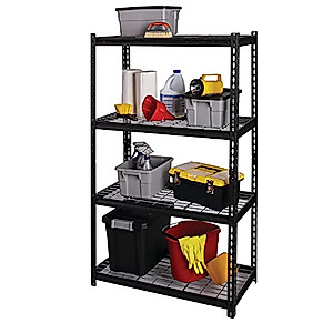 Iron Horse 2300 Deck Wire Shelving Unit, 4 Shelf, 18" X 36" X 60", Black, 18"D x 36"W x 60"H, Black & Zinc