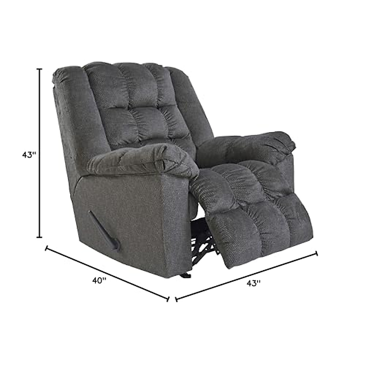 Signature Design by Ashley Drakestone Tufted Manual Rocker Recliner with Lumber Heat and Massage, Gray
