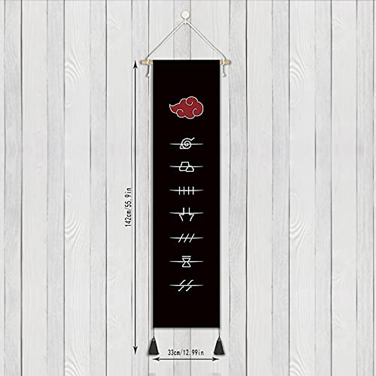 DigiTizerArt Hanging Poster Canvas Wall Art Banner Manga Series | Wall Hanging Tapestry Decoration For Anime Fans | 33 x 135 cm (leaf village symbol)
