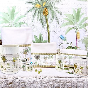 Avanti Linens - 3pc Towel Set, Soft & Absorbent Cotton Towels, Tropical Inspired Bathroom Accessories (Colony Palm Collection)