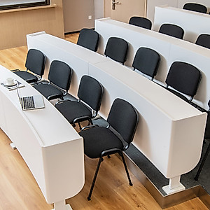 Byroce 4Pcs Conference Chair, Modern Stackable Chairs with Ergonomic Lumbar Support & Comfort Seat Back Sponge Cushion, Reception Side Chair with Sturdy Steel Frame, Black (4)