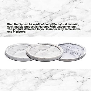 Moreast Natural Grey Marble Tray, Decorative Real Stone Round Tray, Genuine Marble Tray for Bathroom, Kitchen, Dresser, Vanity, Holding Jewelry, Perfume, Shampoo, 8"