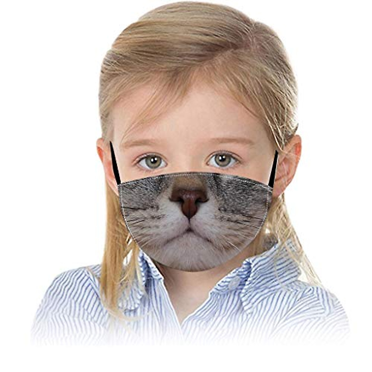5 Pack Reusable Cotton Coverings Kids Cute Cat Print Face_Mask Washable Mouth Cloth Anti-Dust Bandana for Children