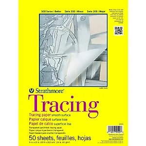 Strathmore 300 Series Tracing Paper Pad, Tape Bound, 9x12 inches, 50 Sheets (25lb/41g) - Artist Paper for Adults and Students