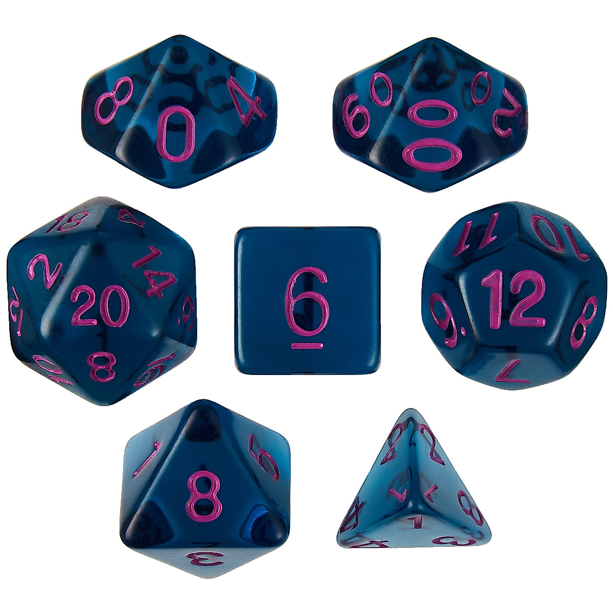Series IV Set of 7 Tabletop RPG Dice - 7 Different Polyhedral Role Playing Dice per Set - TTRPG DND Dice - Argon Ocean