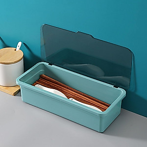 Cabilock 2pcs Utensil Storage with Lid Plastic Cutlery Tray, Kitchen Utensil Holder Silverware Tray Silverware Tray with Lid, Silverware Organize Utensil Storage Box Cutlery Organizer