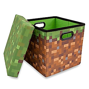 Toynk Minecraft Fabric Storage Bin 13 Inch Cube Organizers with Lid | Set of 4