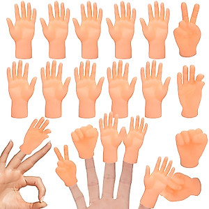 14 Pack Tiny Finger Hands,Flat Hand Style Mini Hand Finger Puppets,Fun and Realistic Little Finger Hands for Puppet Show,Gag Performance