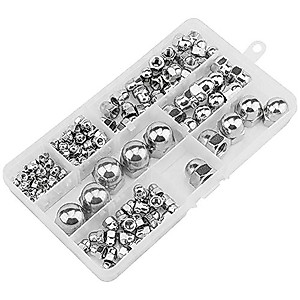 XINGYHENG 140Pcs 7Kinds 304 Stainless Steel M3 M4 M5 M6 M8 M10 M12 Acorn Cap Nut Decorative Hex Cap Dome Nuts Assortment Kit