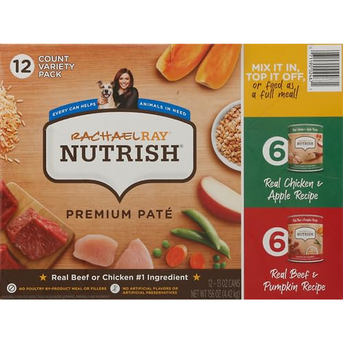 Rachael Ray Nutrish Premium Pate Wet Dog Food, Chicken and Beef Variety Pack, 13 Ounce Cans (Pack of 12)